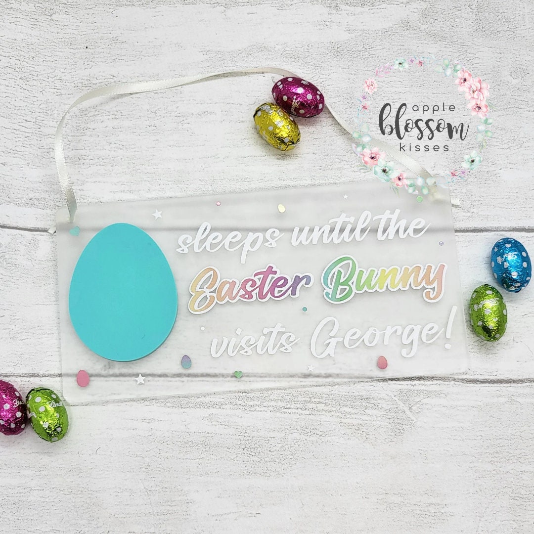 Easter Bunny Countdown Plaque, Easter Sign, Children Easter Gift, Easter Countdown, Easter ...
