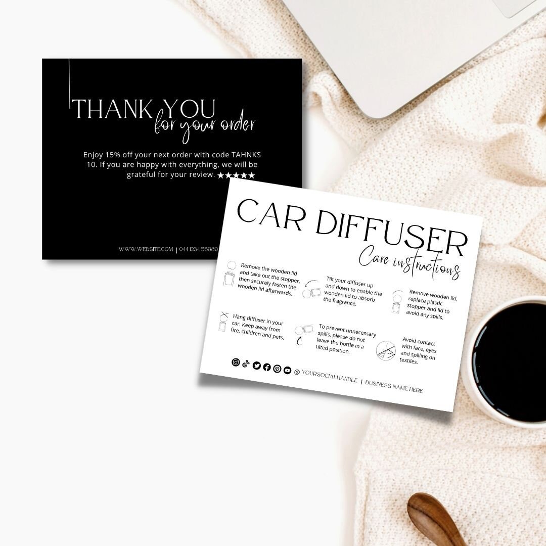 Car Diffuser Care Guide Template, Editable Car Diffuser Oil ...