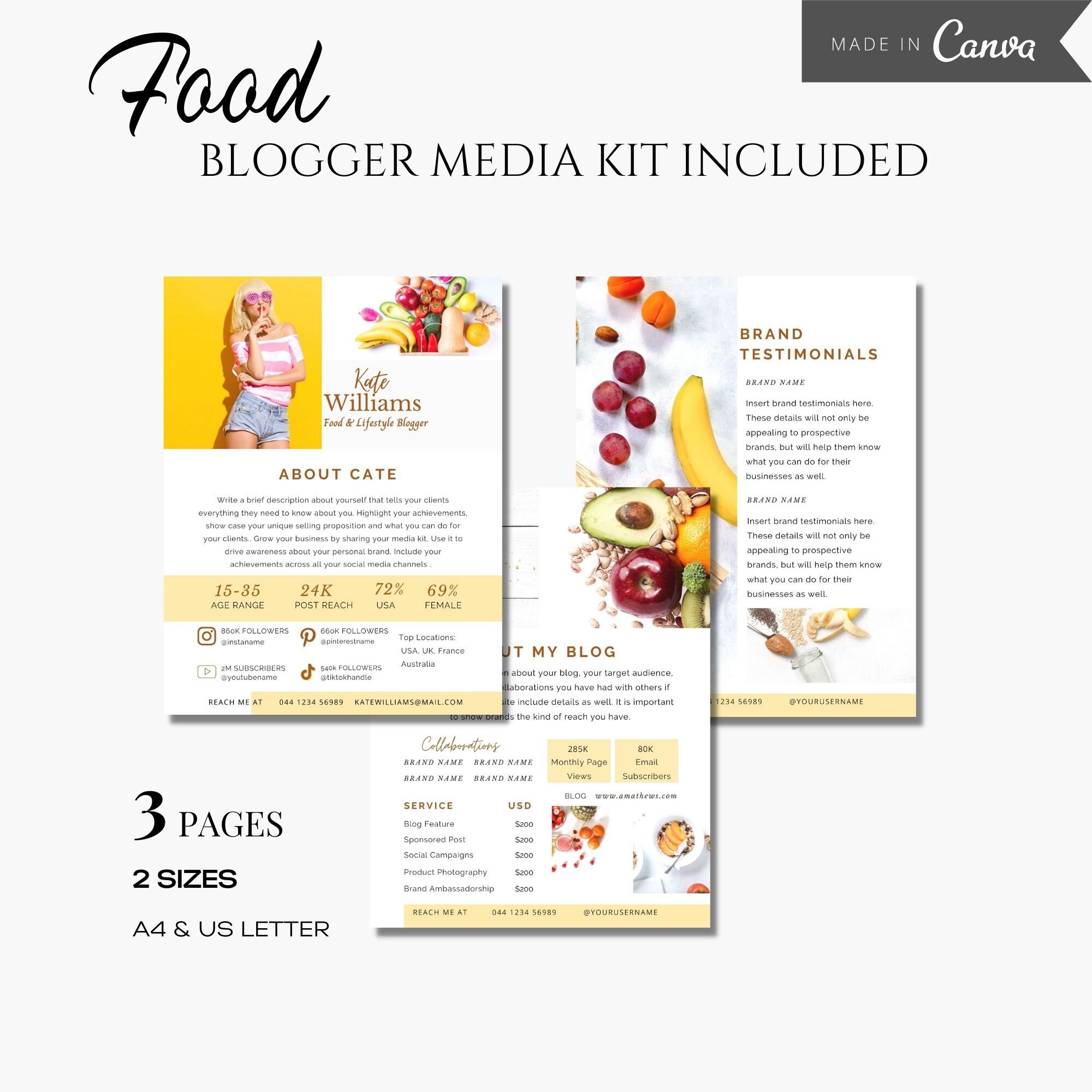 Food Creator Bundle, Cook Book Template, 250 Food Instagram Templates ...
