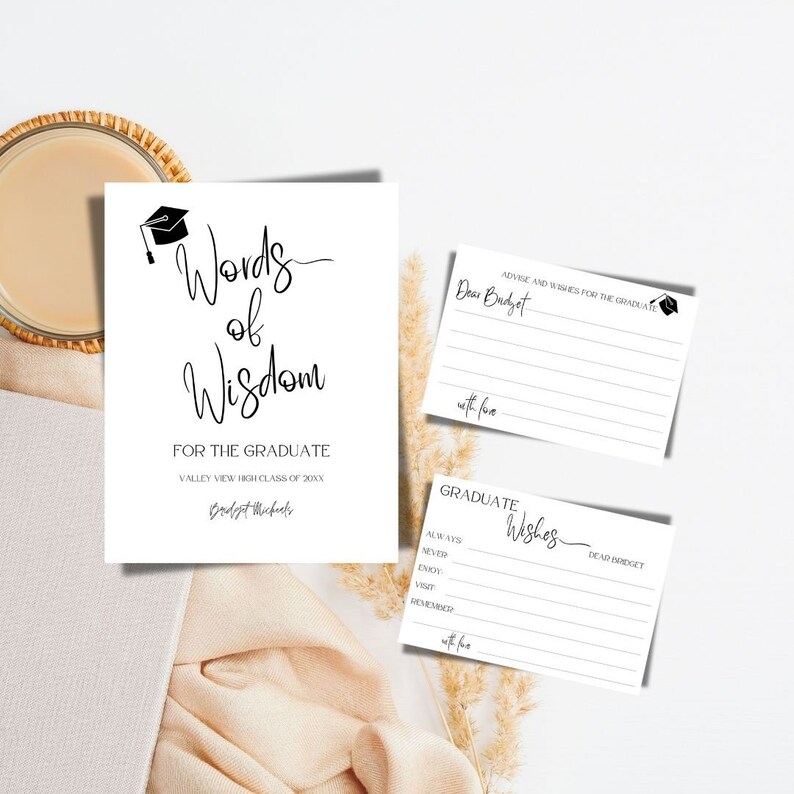 Words of Wisdom for the Graduate Sign Template, Editable Graduation ...