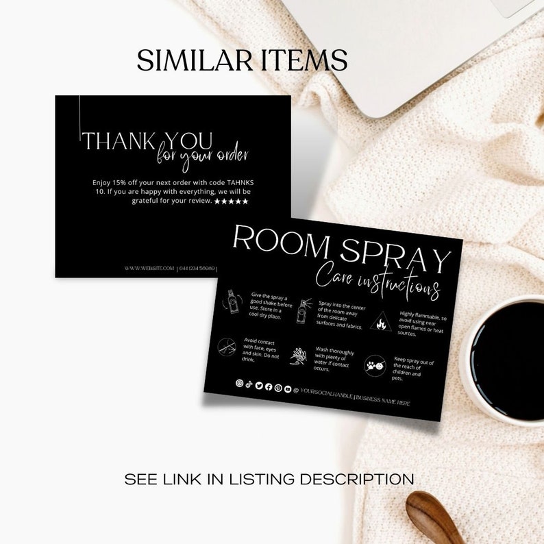 Room Spray Care Card Template, Editable Room Spray Care Instructions ...