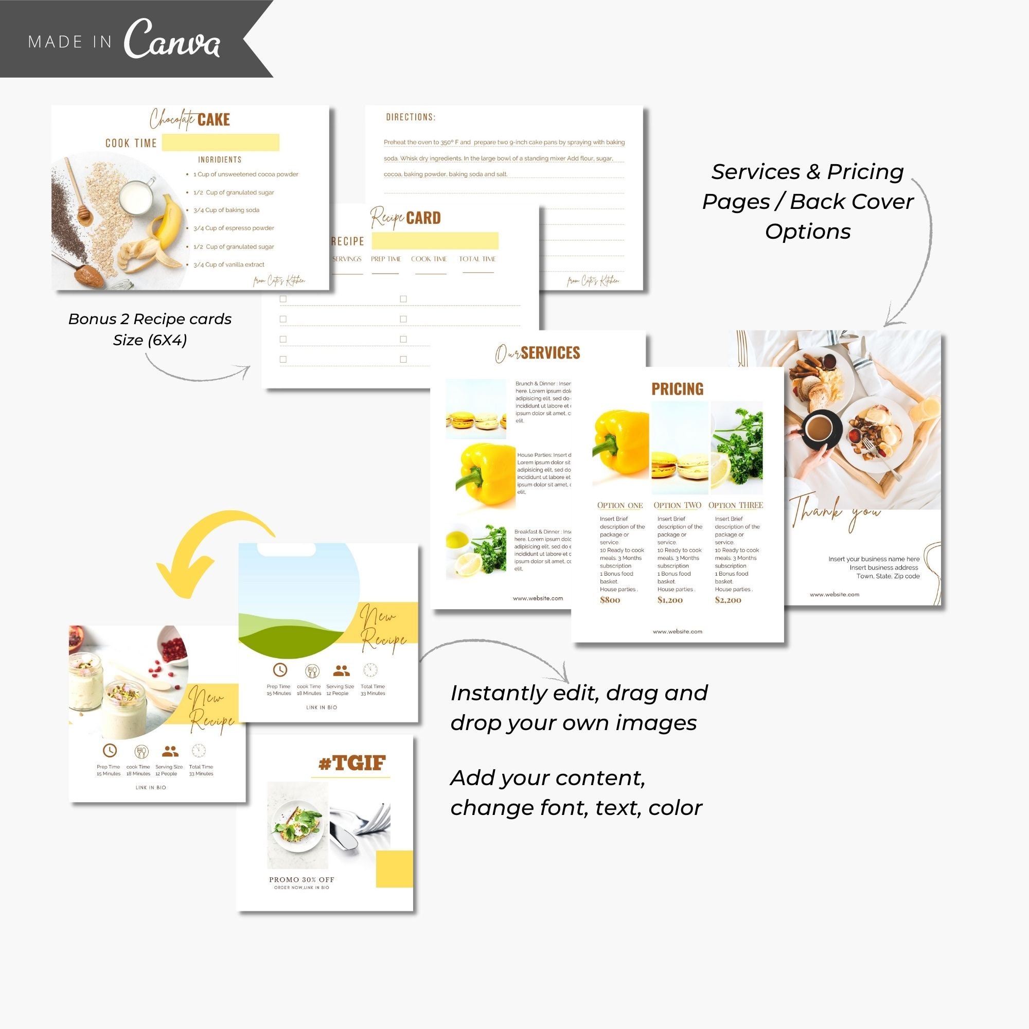 Food Creator Bundle, Cook Book Template, 250 Food Instagram Templates ...
