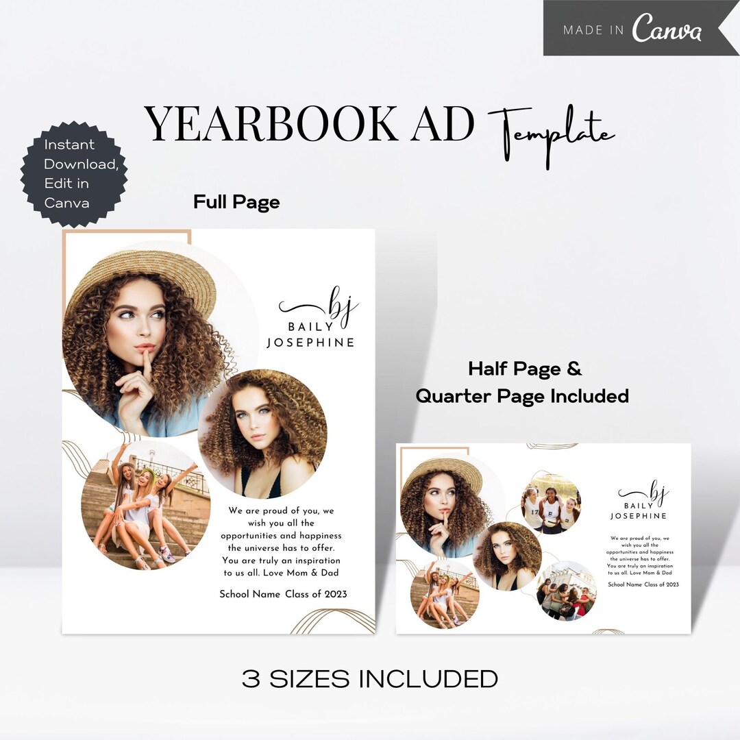Senior Yearbook AD Template Half Page/ Full Page, Yearbook Tribute ...
