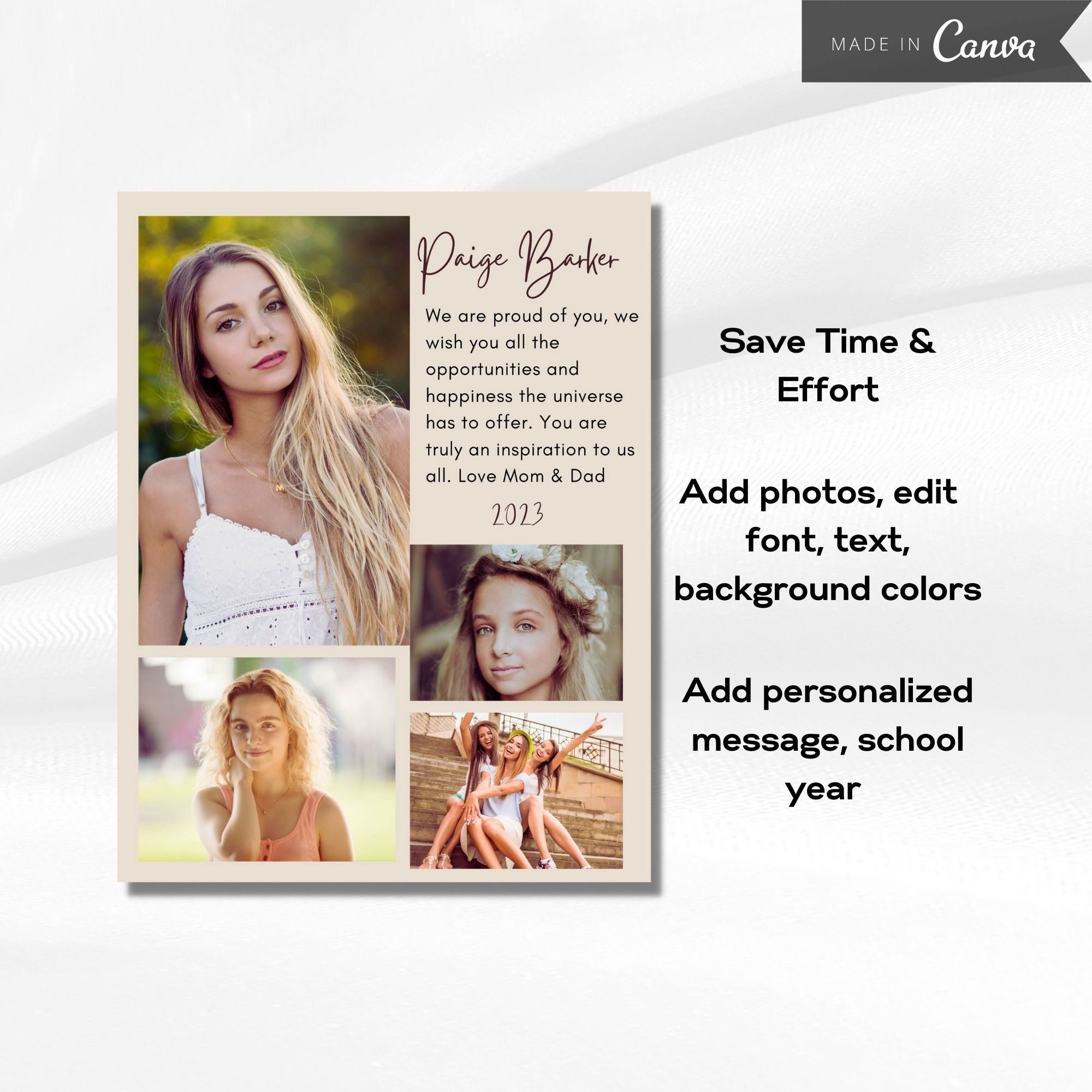 Yearbook AD Template, Full Page, School Yearbook, Yearbook Tribute ...