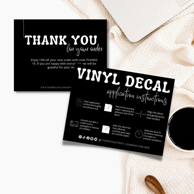 Editable Vinyl Decal Care Card Instructions, DIY Decal Instructions ...
