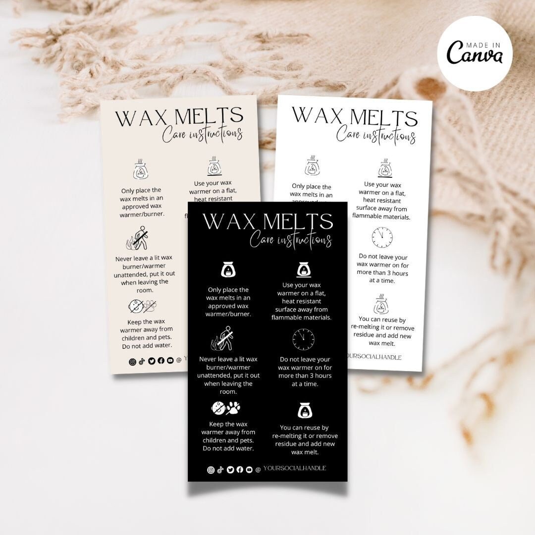 Editable Black Mini Wax Melts Label, Printable Wax Melts Safety ...