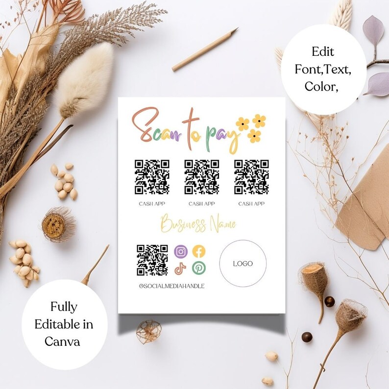 Colorful Scan to Pay Sign, Printable Accepted Payments Sign, Editable ...