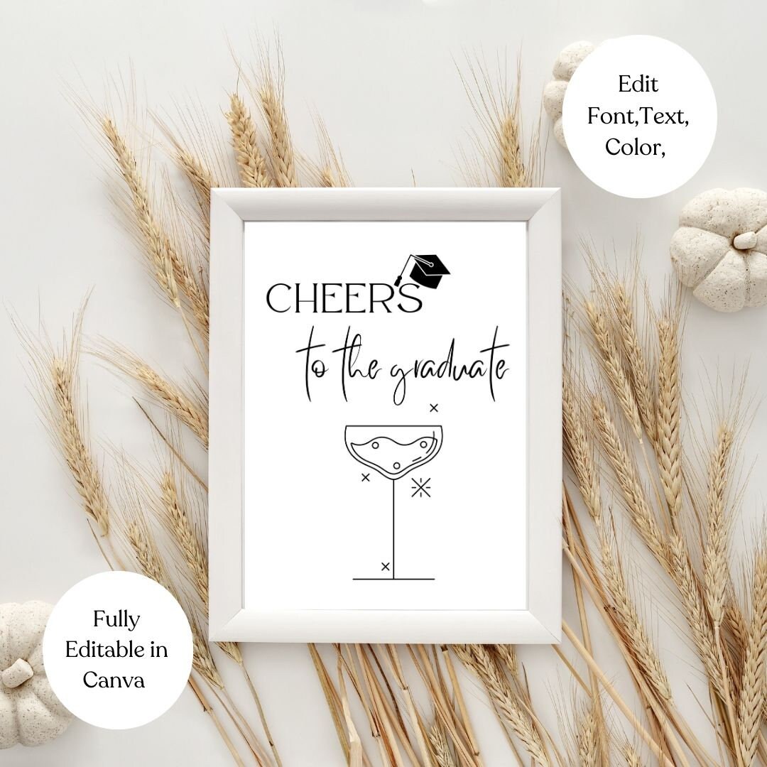 Graduation Drinks Table Sign, Editable Cheers to the Graduate Sign ...
