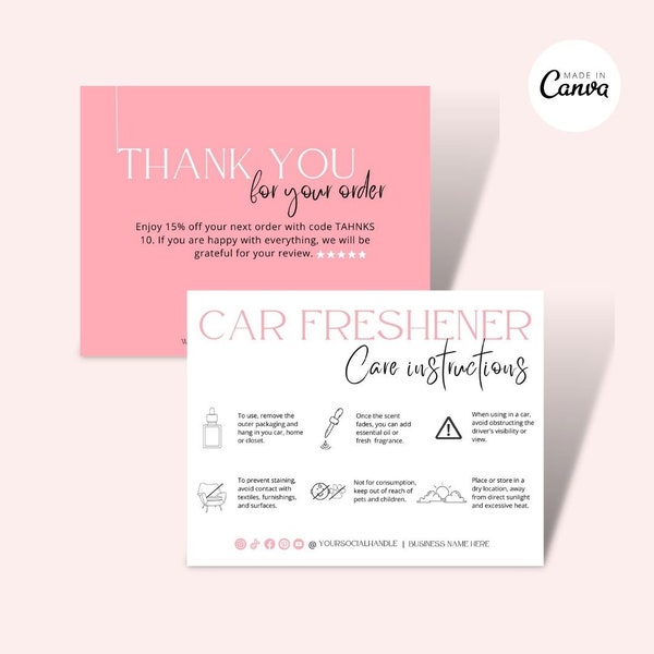 Car Freshener Care Card - Etsy