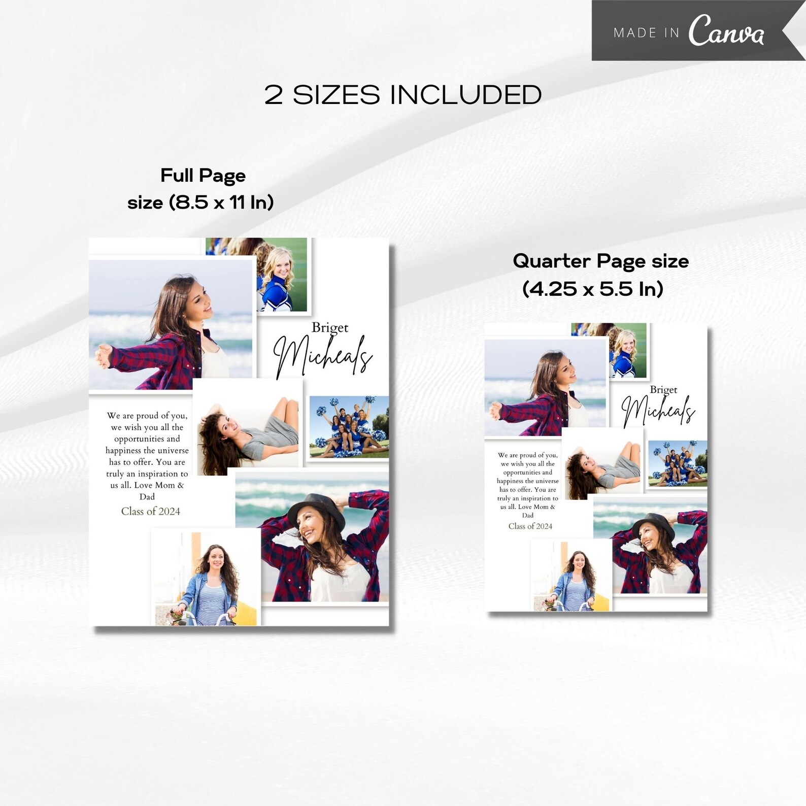 Yearbook AD Tribute Template, Senior Yearbook AD, Grad Announcement ...