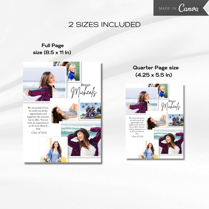 Yearbook AD Tribute Template, Senior Yearbook AD, Grad Announcement ...