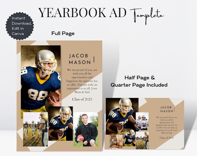 Senior Yearbook AD Template Half Page/ Full Page, Sports Theme ...