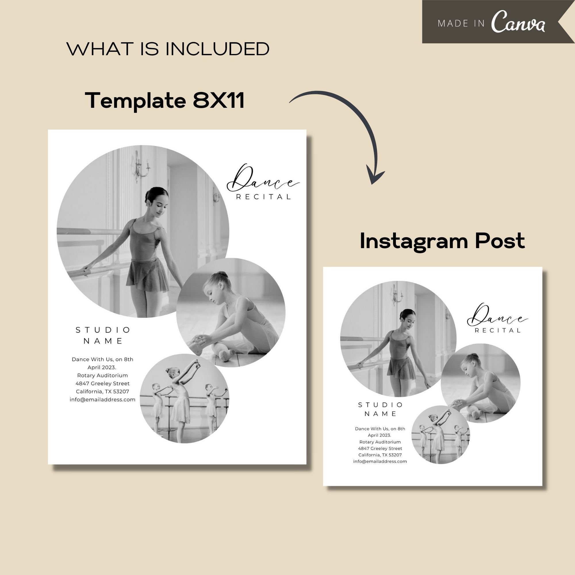 Full Page Dance Recital Ad Template, Ballerina Dance Ad Template ...