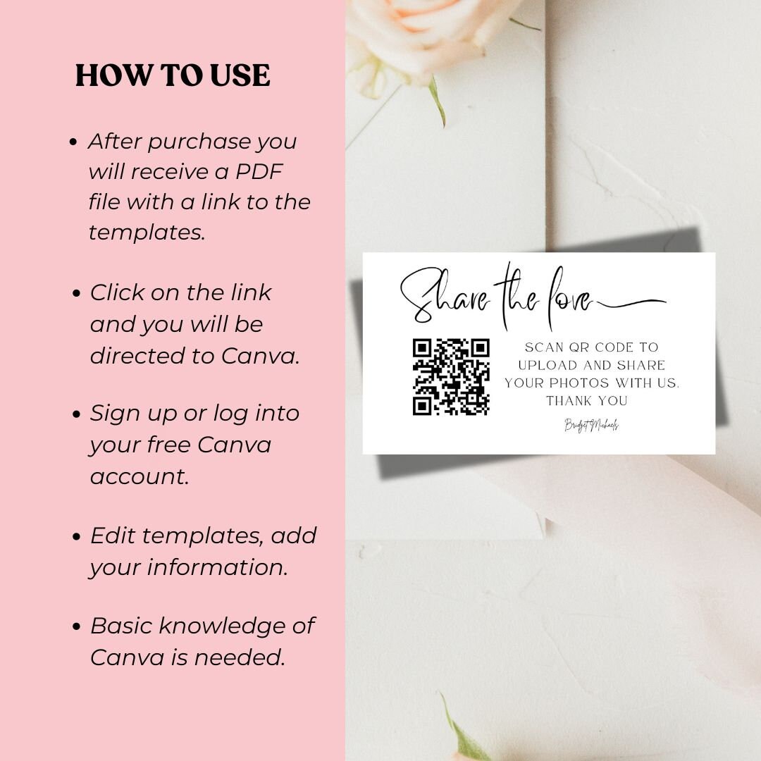 Share the Love QR Code Card, Graduation Photo Guestbook Insert Card ...