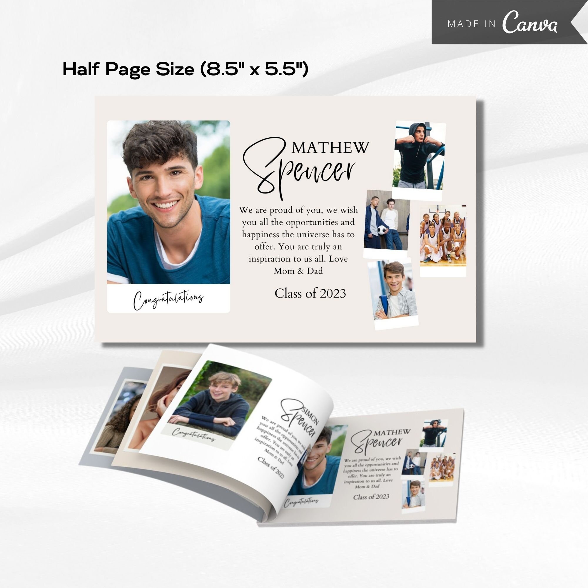 Yearbook AD Tribute Template, Senior Yearbook AD, Editable Canva Grad ...