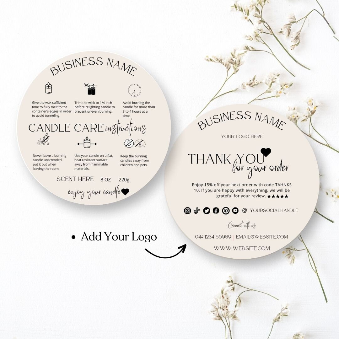 Printable Candle Warning Label, Black Candle Safety Instructions, Canva ...