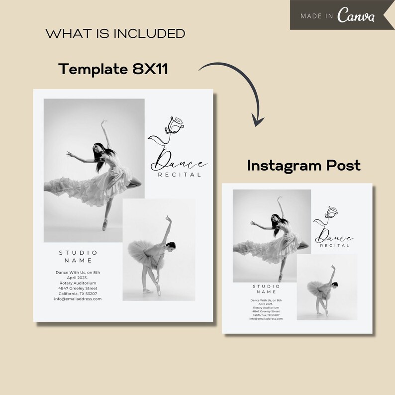 Full Page Dance Recital Ad Template, Ballerina Dance Ad Template ...