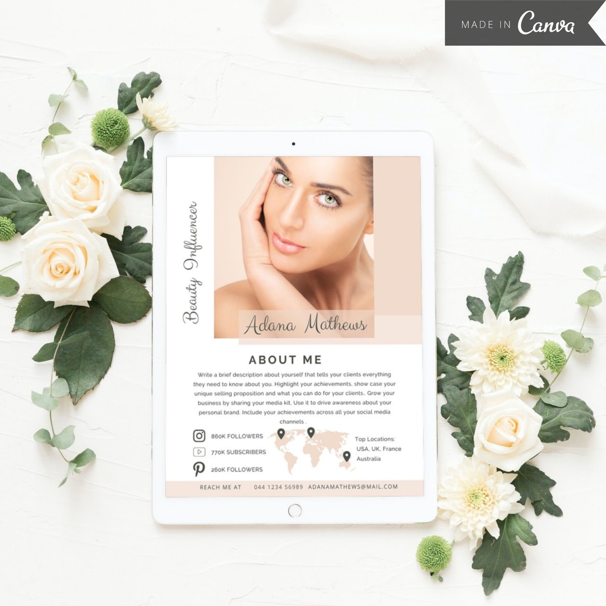 2 Page Blogger Media Kit Template Canva, Influencer Media Kit, Blog ...