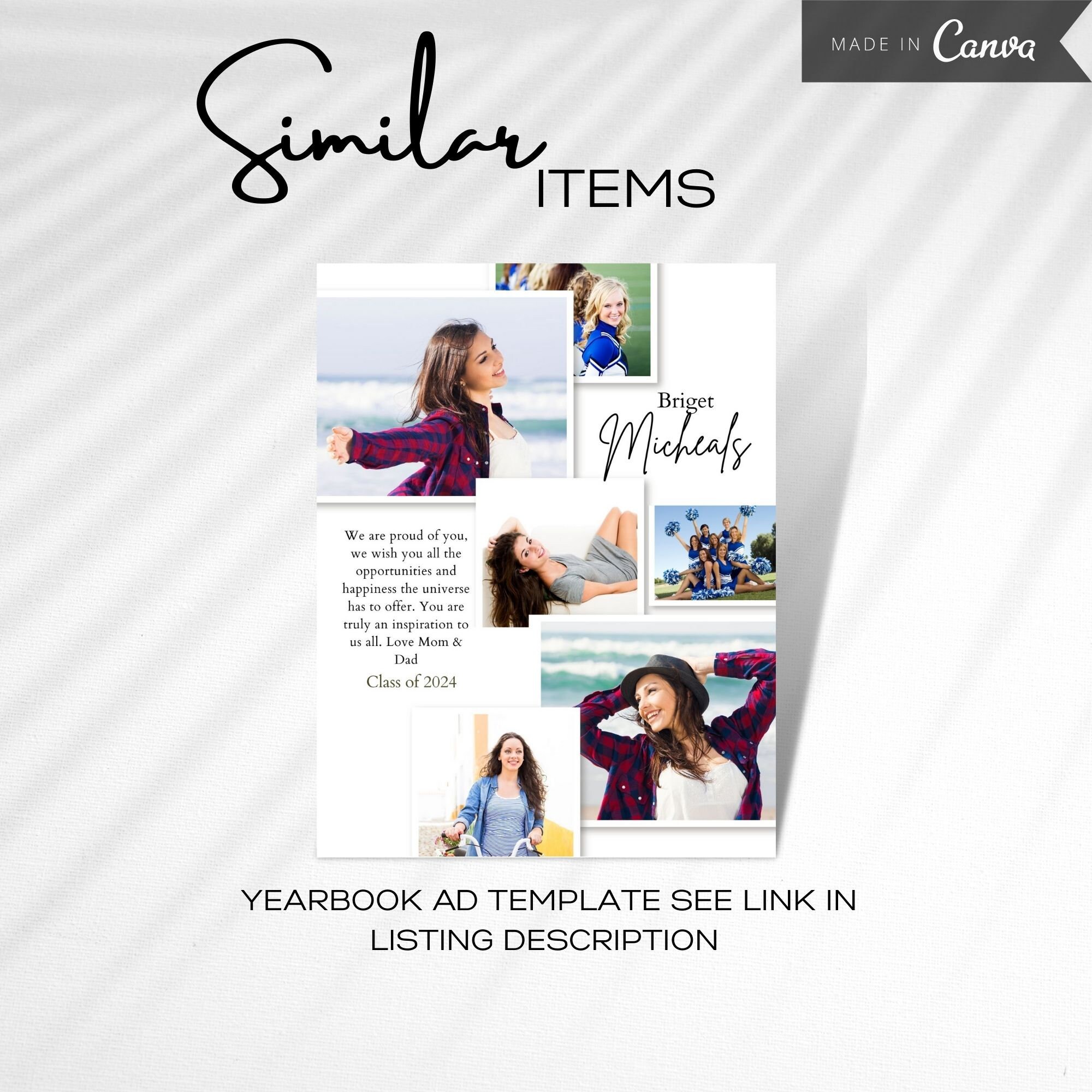 Yearbook AD Tribute Template, Senior Yearbook AD, Grad Announcement ...