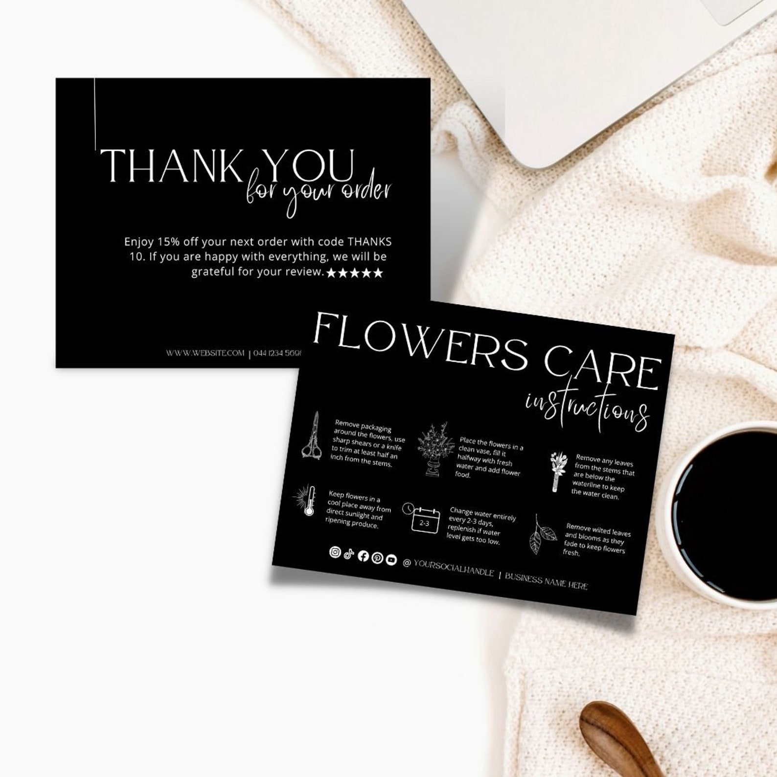 Editable Flower Care Card Template, Florist Flower Care Instructions ...