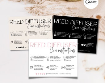 Printable Reed Diffuser Care Card, Diffuser Instructions Label, Oil ...