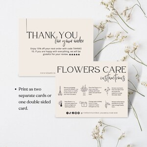 Editable Flower Care Card Template, Florist Flower Care Instructions ...