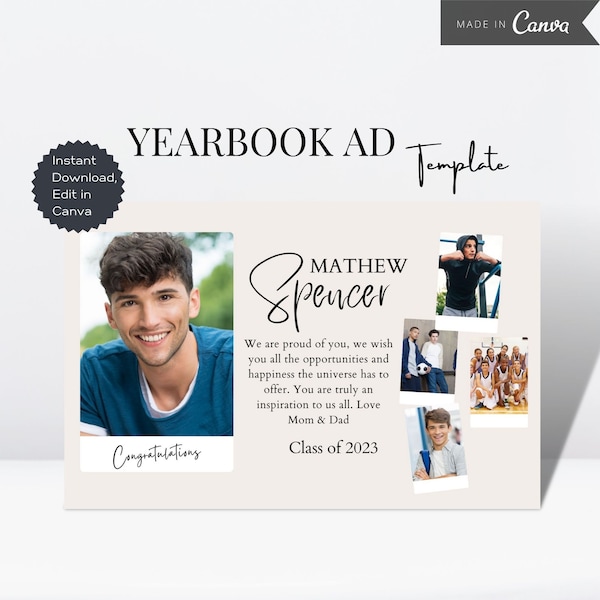 Senior Yearbook Ad - Etsy