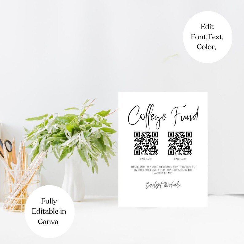 DIY Graduation Donation Fund Table Sign, College Fund Sign Template ...