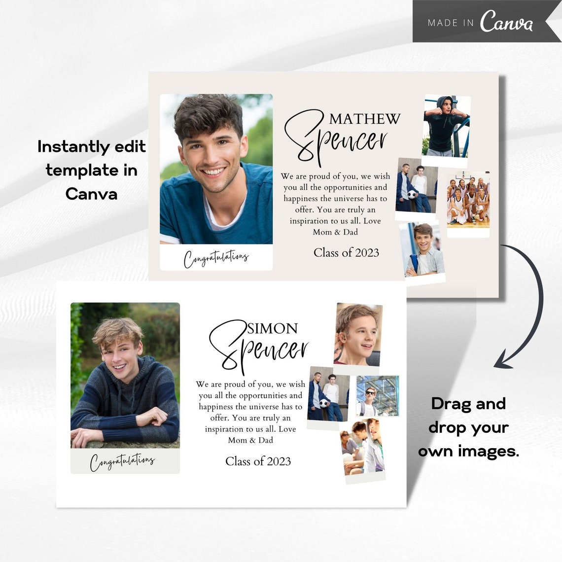 Yearbook AD Tribute Template, Senior Yearbook AD, Editable Canva Grad ...