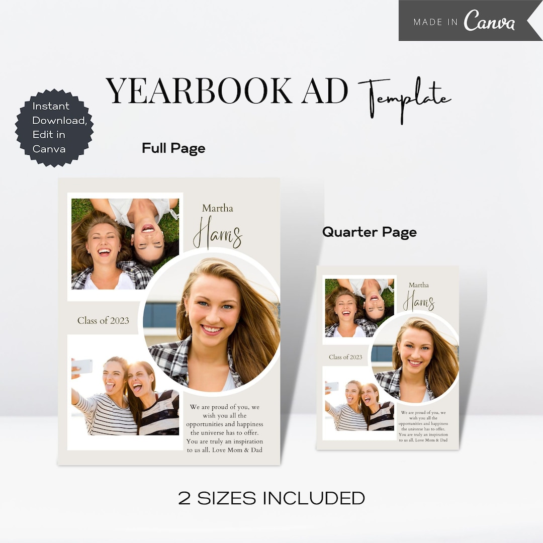 Yearbook AD Template, Full Page, School Yearbook, Grad Announcement ...