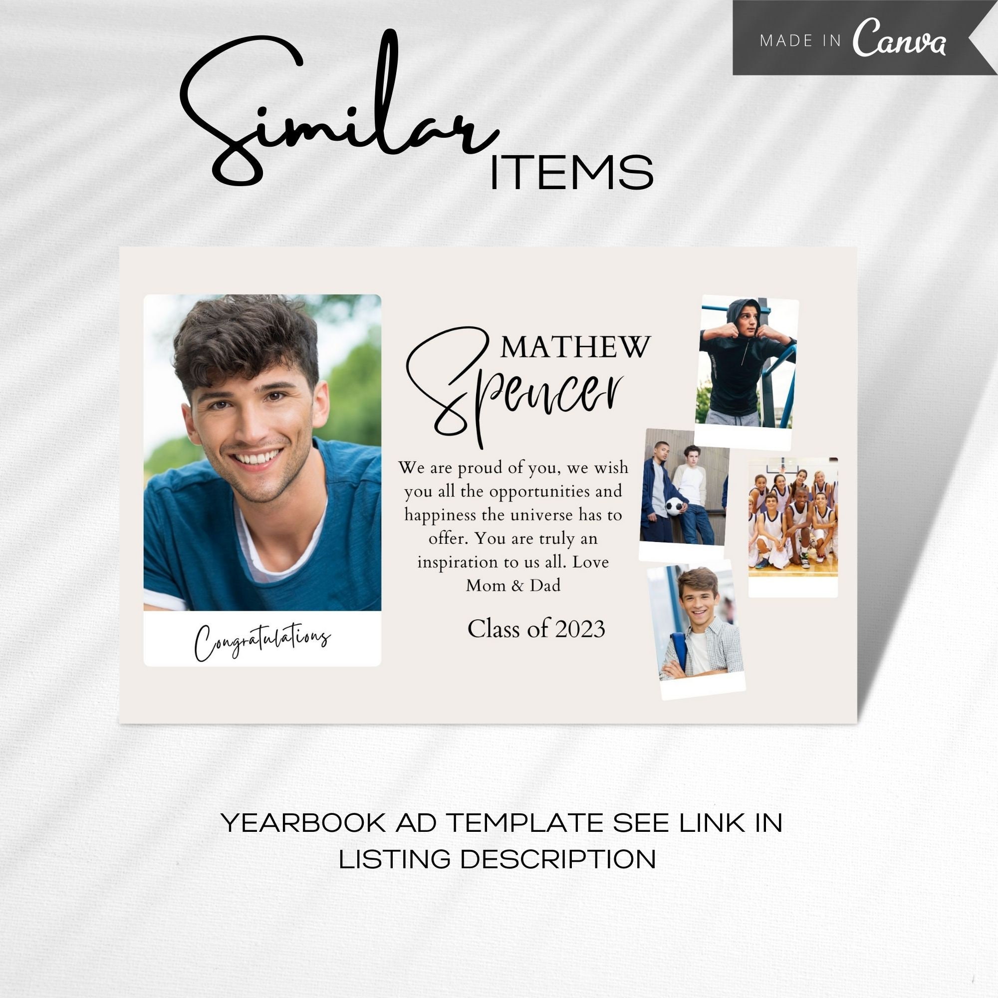 Yearbook AD Template, Full Page, School Yearbook, Yearbook Tribute ...