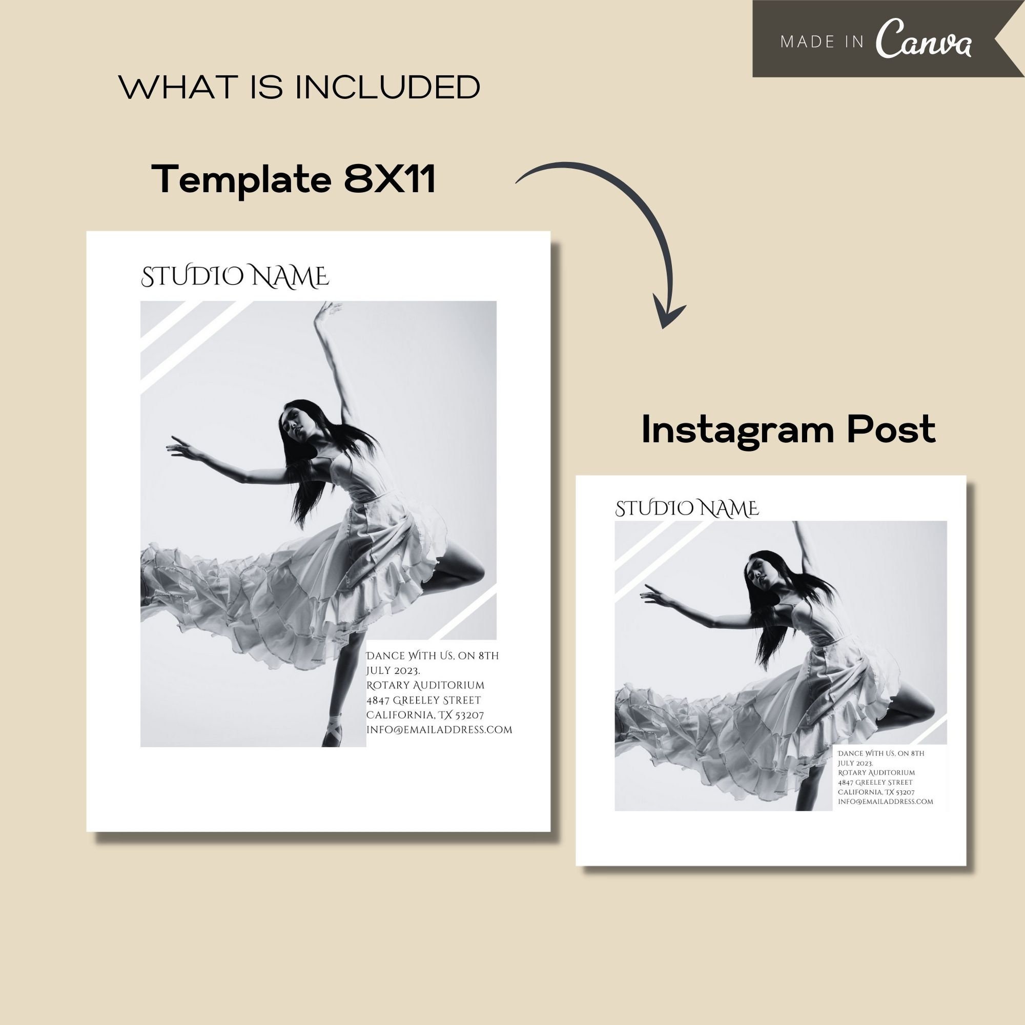 Full Page Dance Recital Ad Template, Ballerina Dance Ad Template ...