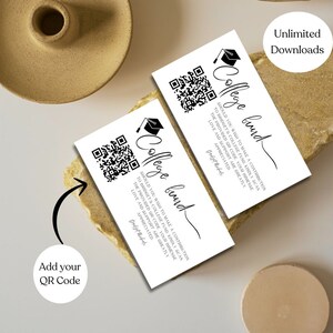 Editable College Fund Graduation QR Code Insert, Printable Grad Wish ...