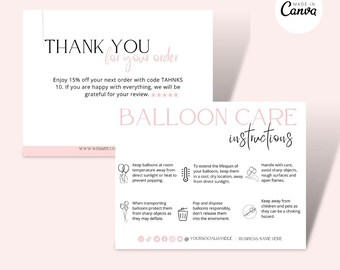 Editable Balloons Care Instructions Template, Printable Balloon Safety ...