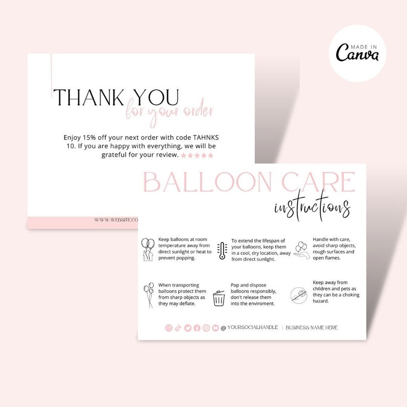 Editable Balloons Care Instructions Template, Printable Balloon Safety ...