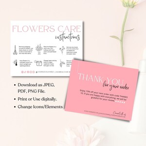 Editable Flower Care Card Template, Florist Flower Care Instructions ...
