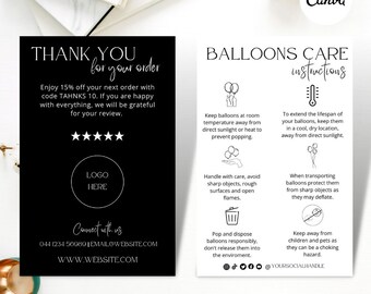 Editable Balloons Care Instructions Template, Printable Balloon Safety ...