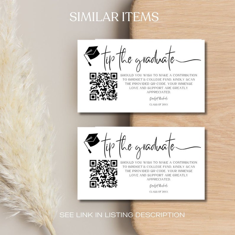 Editable College Fund Graduation QR Code Insert, Printable Grad Wish ...