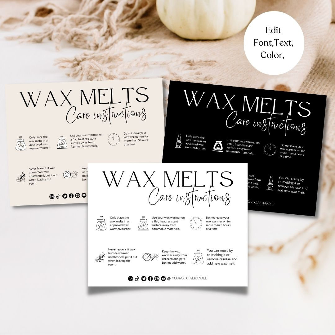 Editable Wax Melts Label, Printable Wax Melts Safety Instructions, Wax ...