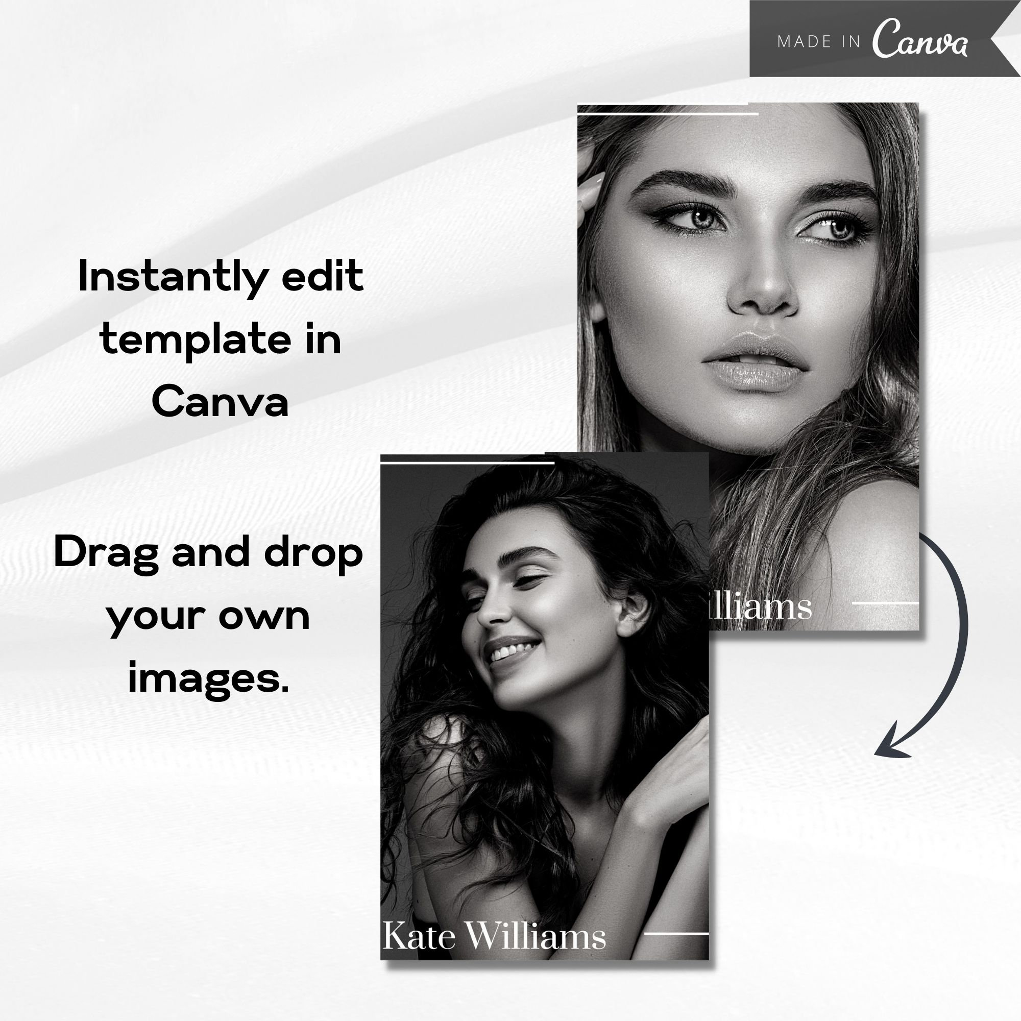 Model Comp Card, Modeling Photo Card Canva Template, Editable Fashion ...