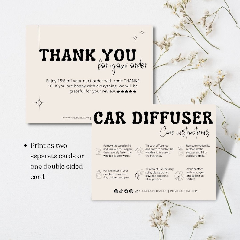 Car Diffuser Care Guide Template, Editable Car Diffuser Oil ...