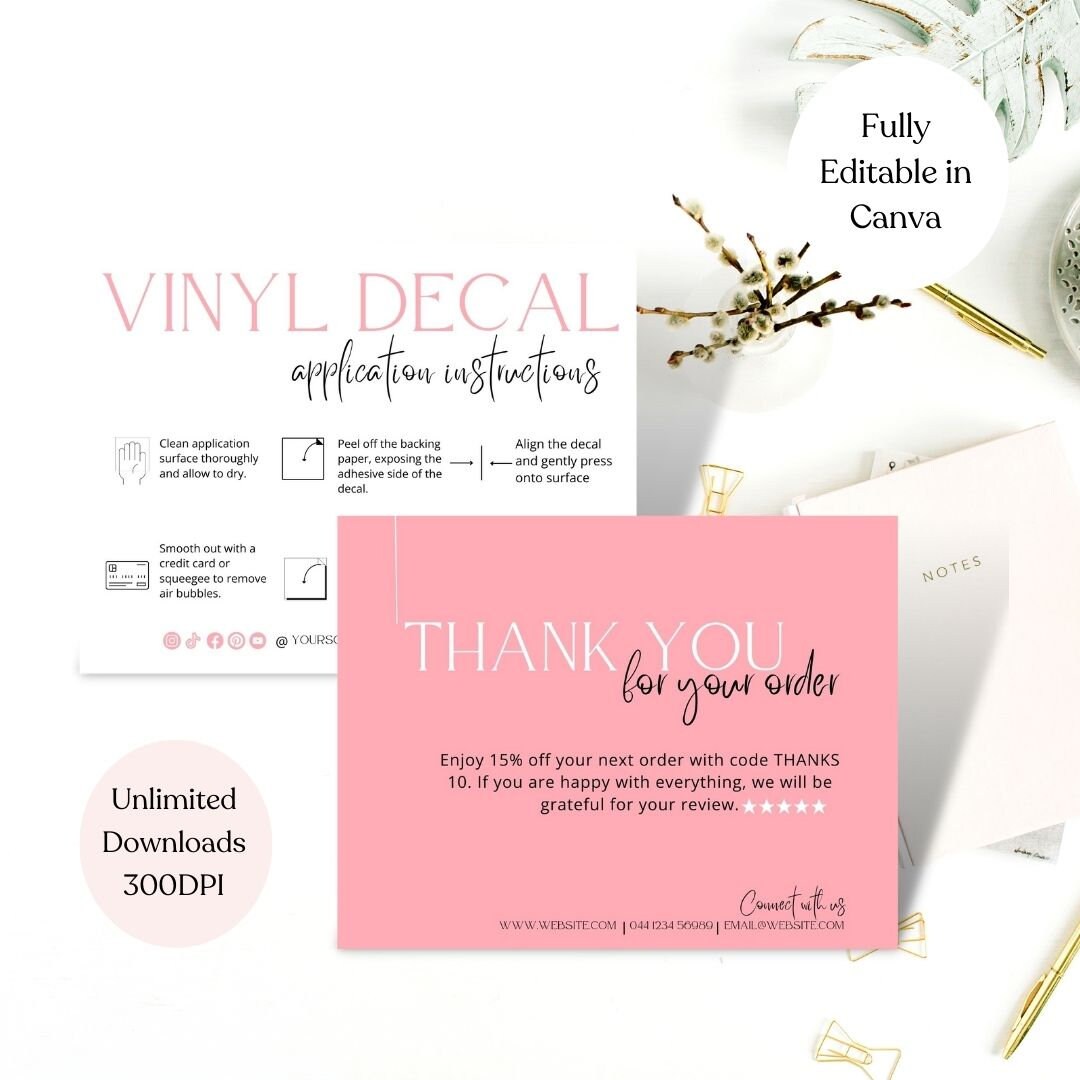 Editable Vinyl Decal Care Card Instructions, DIY Decal Instructions ...