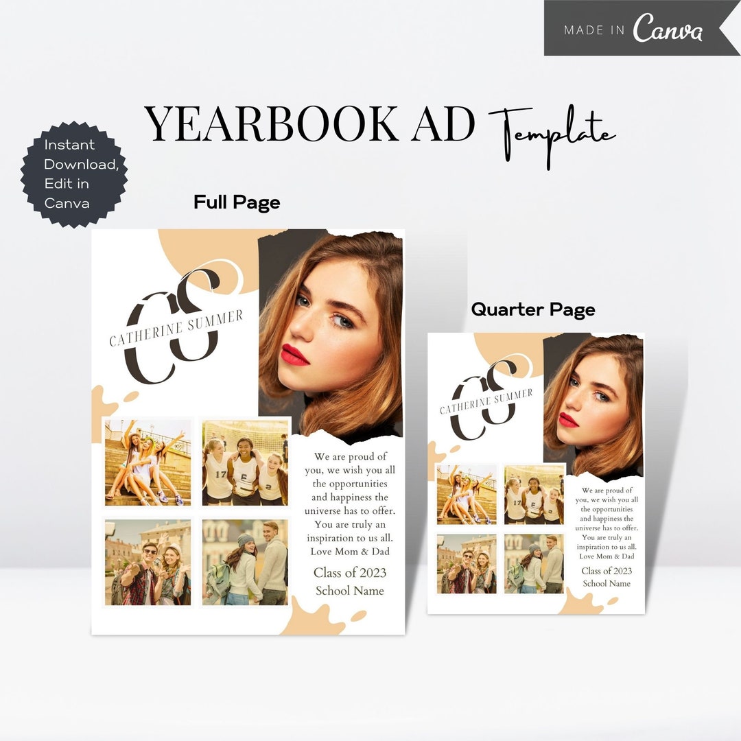 Yearbook AD Template, Full Page, School Yearbook, Yearbook Tribute ...