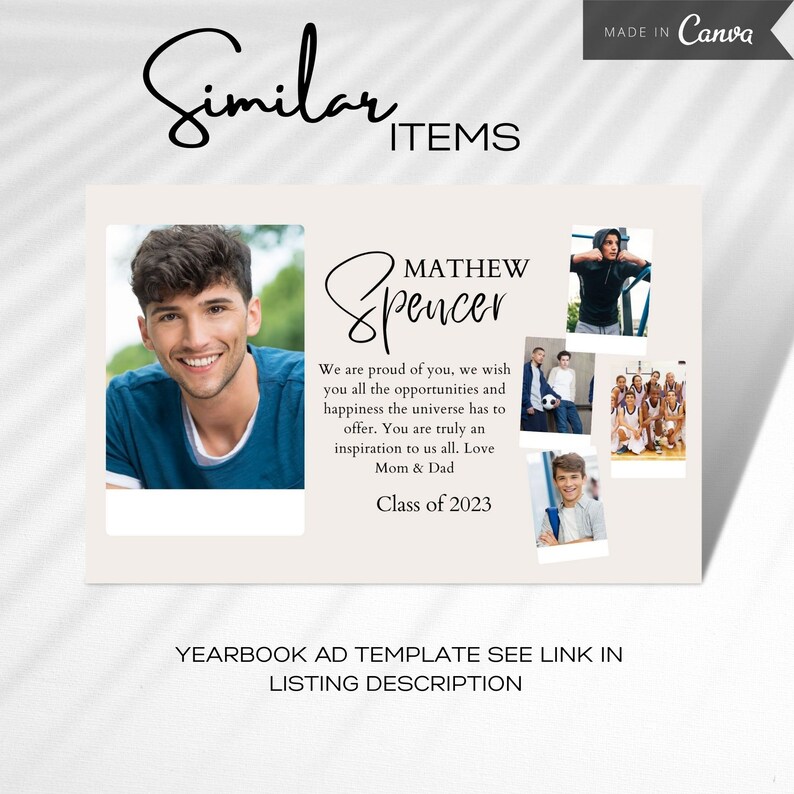 Yearbook AD Tribute Template, Senior Yearbook AD, Grad Announcement ...