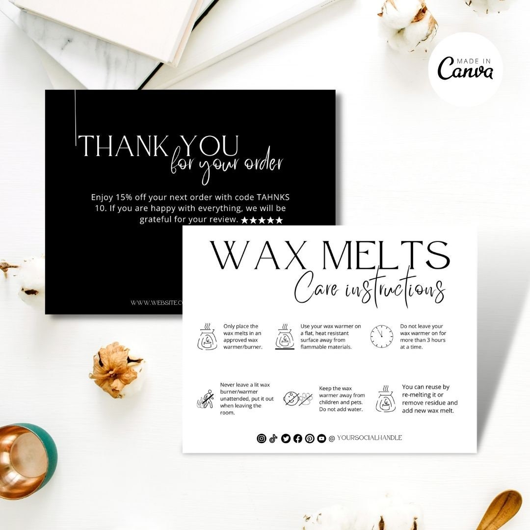 Editable Wax Melts Label, Printable Wax Melts Safety Instructions, Wax ...