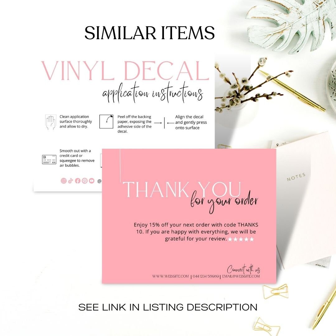 Editable Vinyl Decal Care Card Instructions, DIY Decal Instructions ...