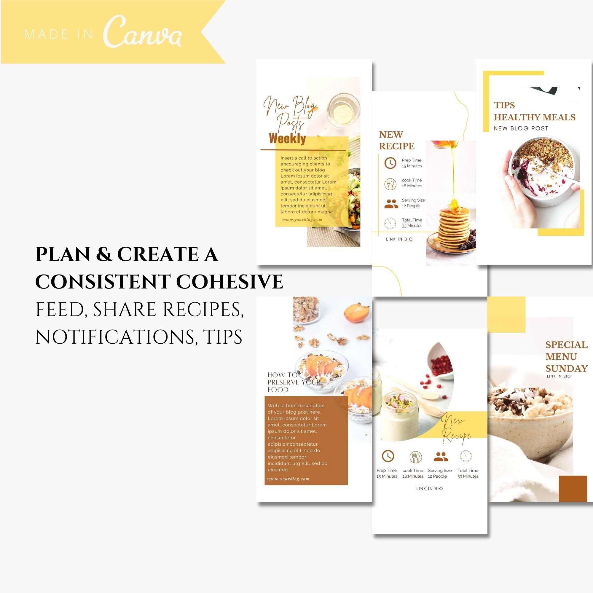 Food Creator Bundle, Cook Book Template, 250 Food Instagram Templates ...
