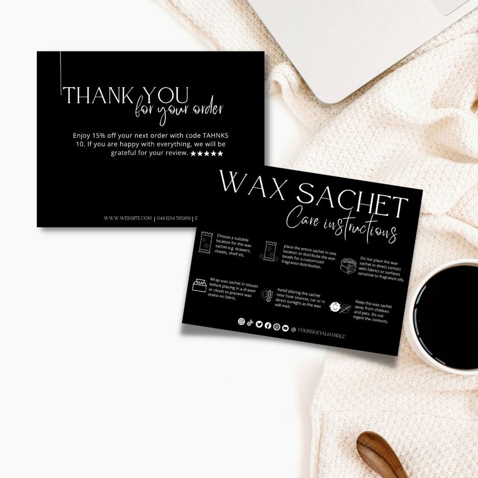 Wax Sachet Care Instructions Template, Editable Wax Sachet Safety Care ...