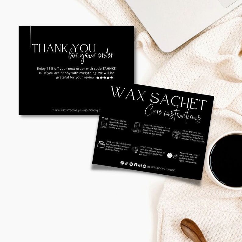 Wax Sachet Care Instructions Template, Editable Wax Sachet Safety Care ...