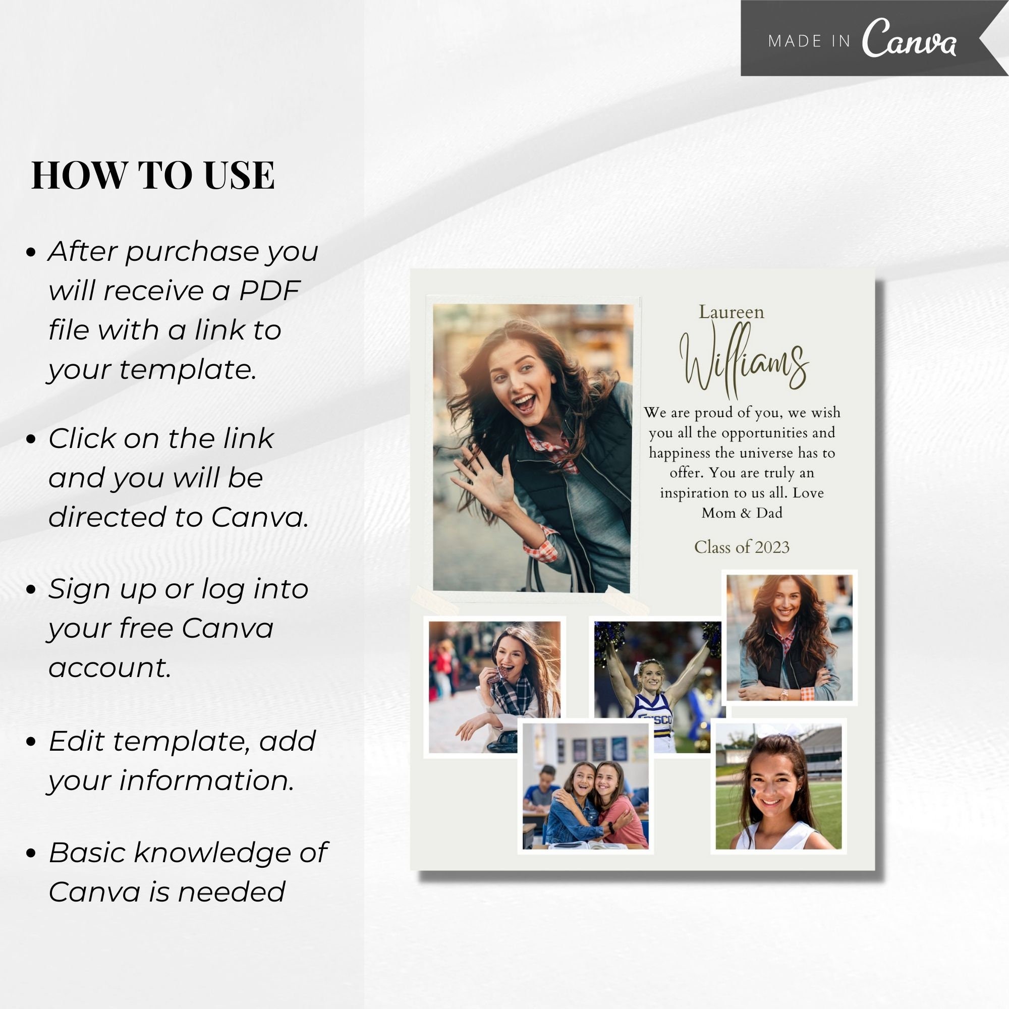 Yearbook AD Tribute Template Full Page, Senior Yearbook AD Quarter Page ...